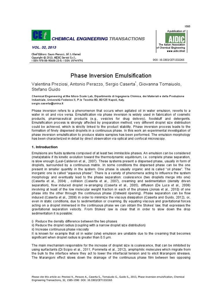 Phase Inversion Emulsification | PDF | Emulsion | Colloid