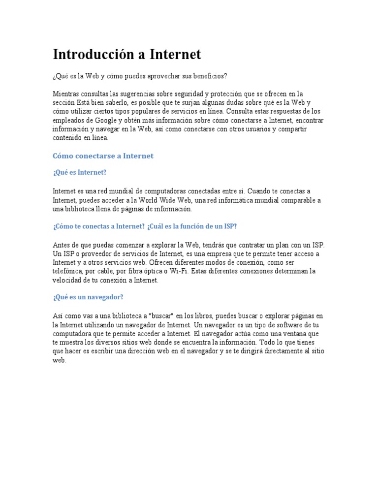 Introducción a Internet y su uso | PDF