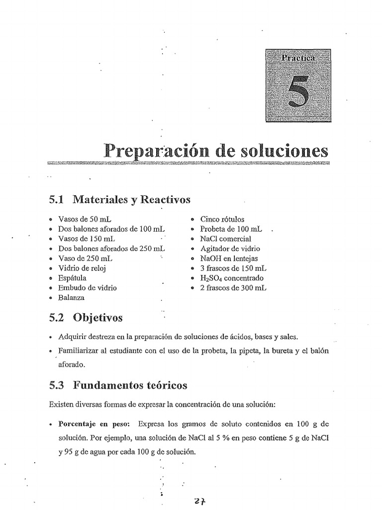 Practica Soluciones | PDF | Concentración | Sustancias químicas