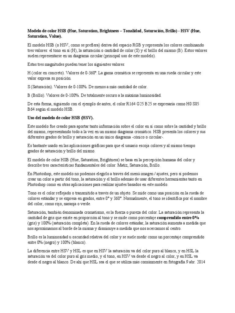 Modelo de Color HSB | PDF | Color | Gráficos