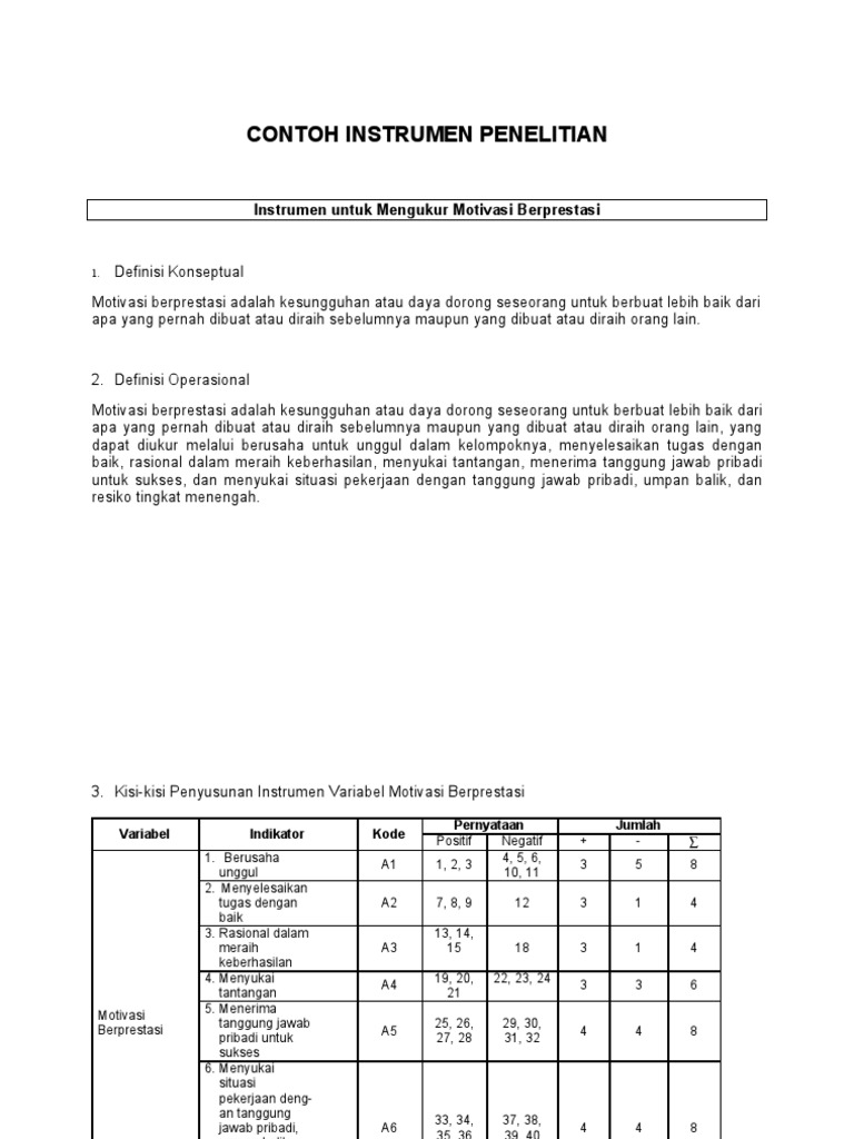 Contoh Instrumen Penelitian | PDF