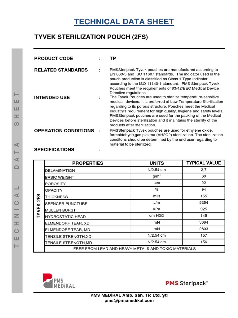 Tds - Tyvek Sterilization Pouch 2fs | PDF | Sterilization (Microbiology ...