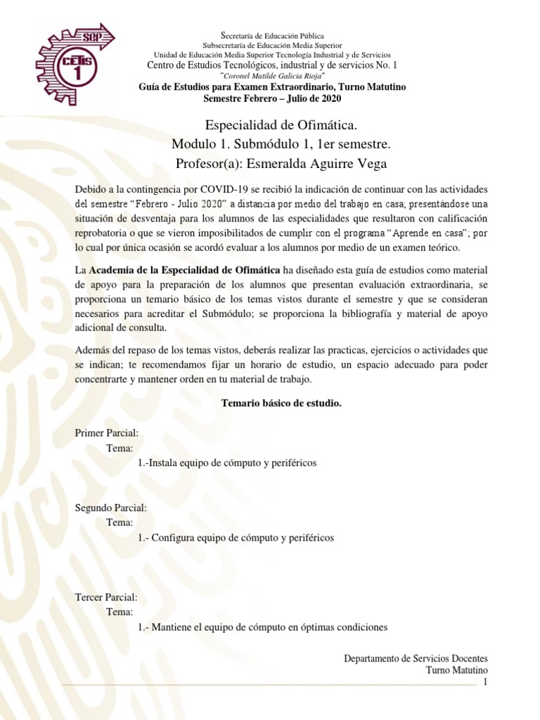 Modulo 1 Submodulo 1 Instala y Configura Ofimatica-3634 PDF | PDF | Hardware de la computadora ...