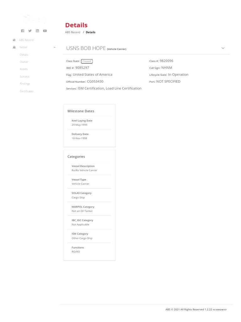 ABS RECORD, The Online Database For ABS Vessel Records, Lists All ...