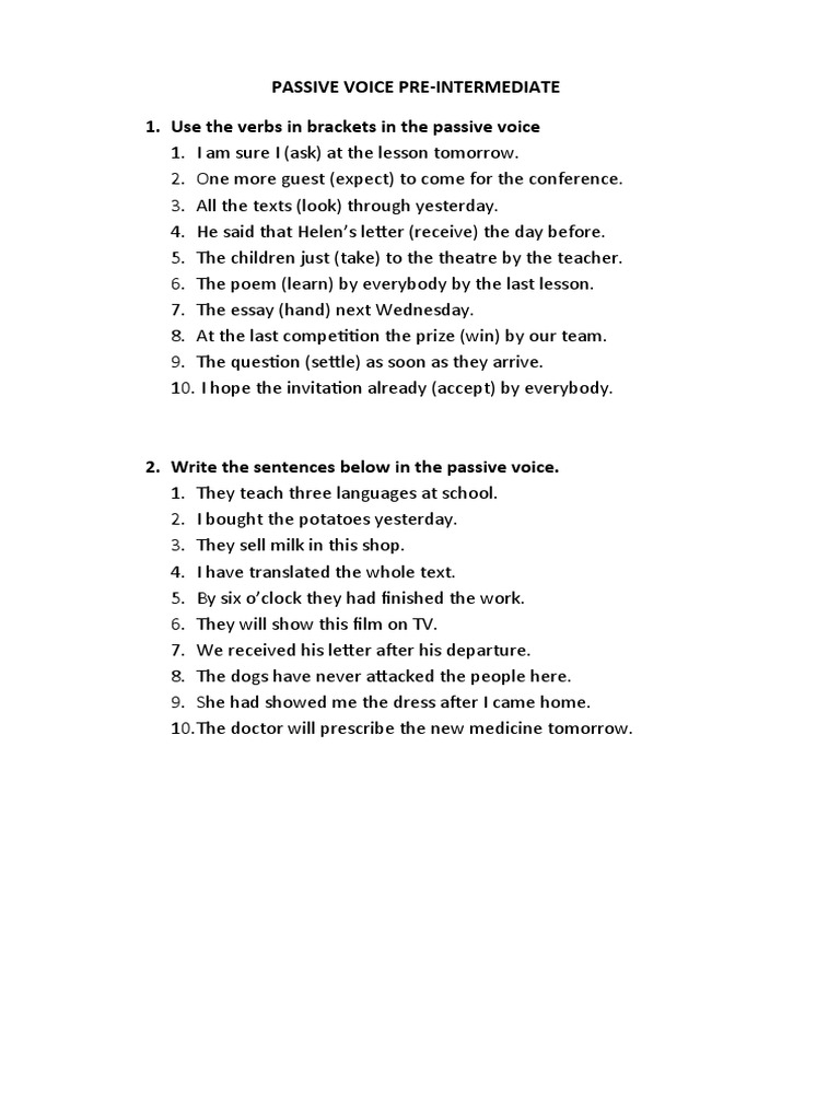 Passive Voice Pre-Intermediate Lesson | PDF