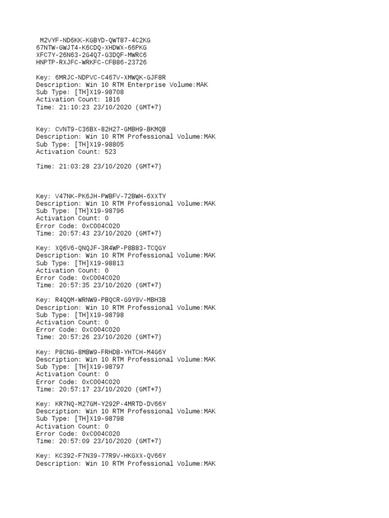 100x Windows 10 Premium Activation Keys | PDF | Windows Nt | Computer Science