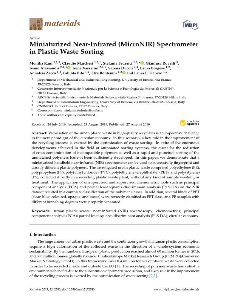 Miniaturized Near-Infrared (MicroNIR) Spectrometer | PDF | Chemometrics ...