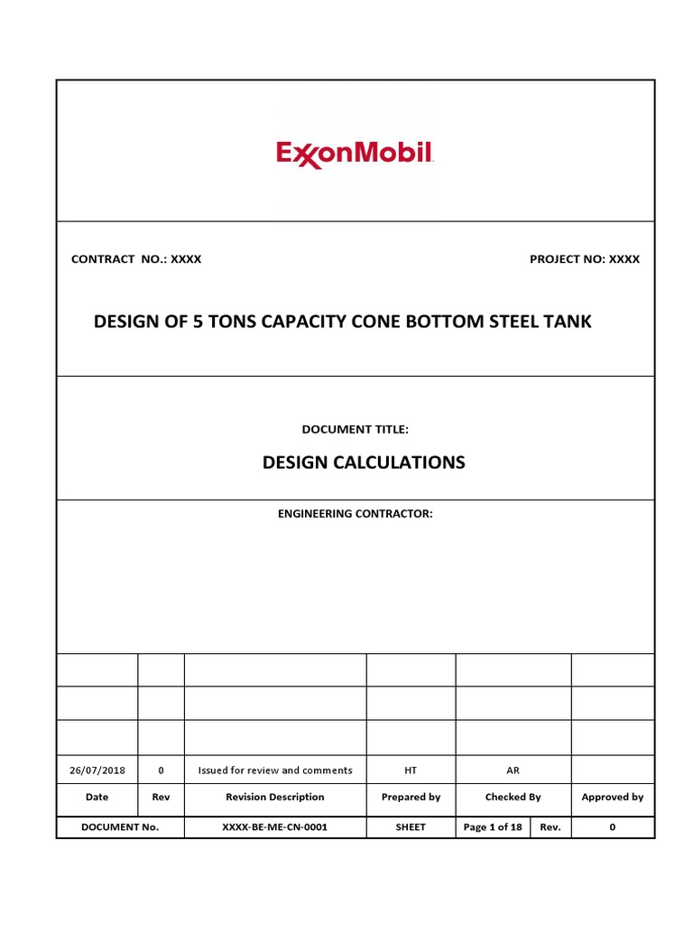 Design of 5 Tons Capacity Cone Bottom ST | PDF | Mechanical Engineering ...