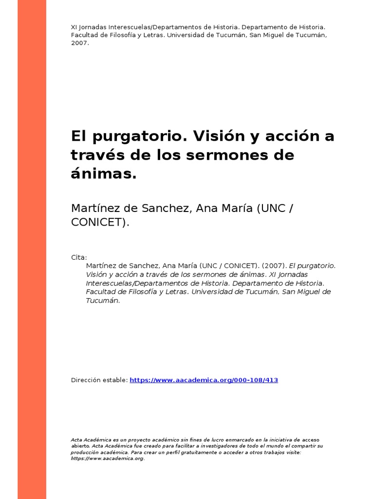 Martinez de Sanchez, Ana Maria (UNC (..) (2007) - El Purgatorio. Vision ...