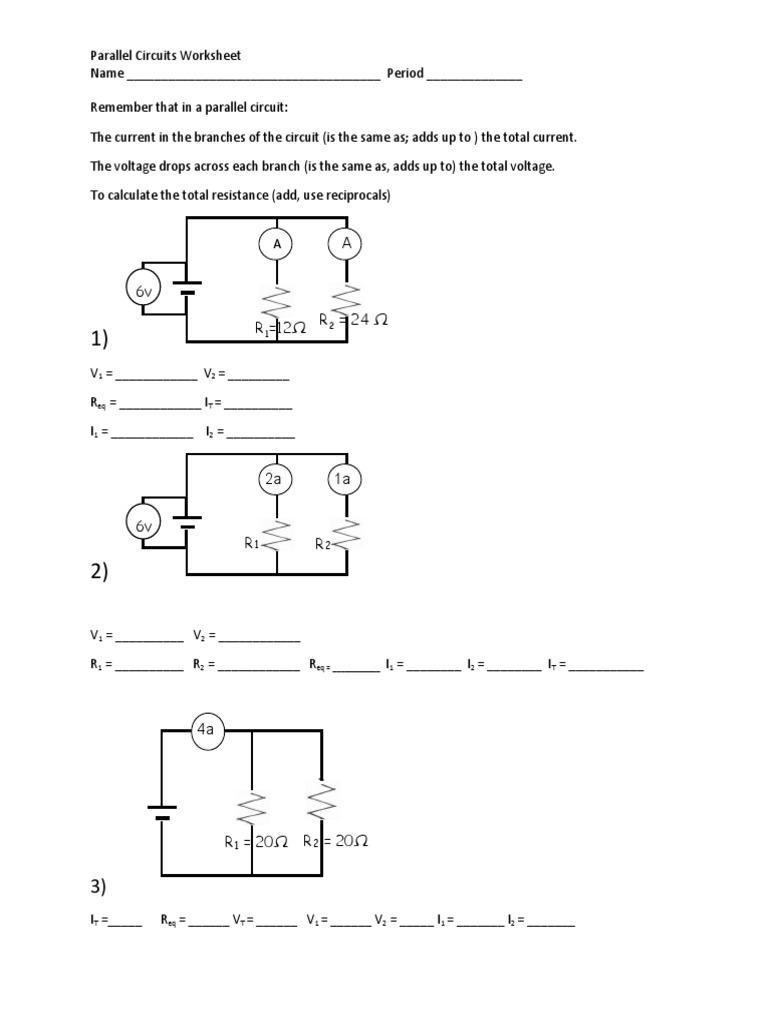 Parallel Circuits Worksheet and Problems | PDF | Technology & Engineering