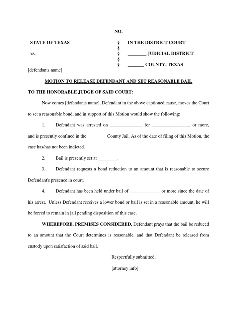 Motion for Reasonable Bail Reduction | PDF