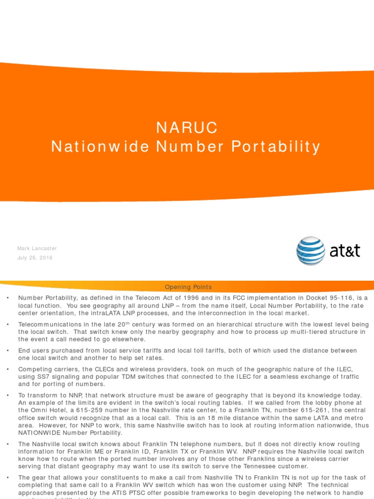 Telecom Local-to-Nationwide LNP Policy Implications | PDF ...