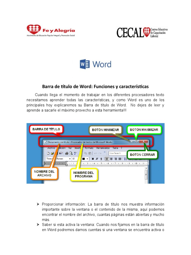 Barra de Título de Word | PDF | Ventana (informática) | Microsoft Word