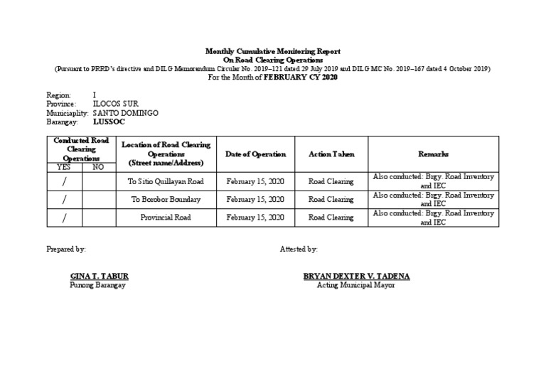 Monthly Cumulative Monitoring Report | PDF