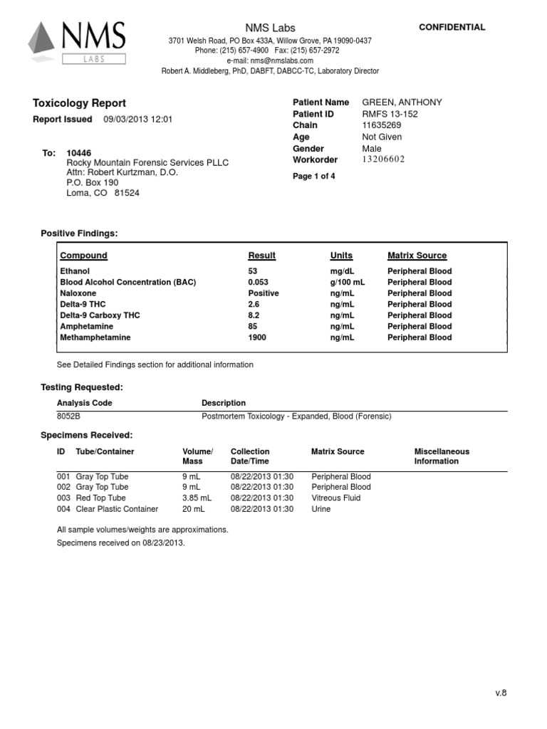 Anthony Green Toxicology Report | PDF | Psychoactive Drugs | Drugs ...