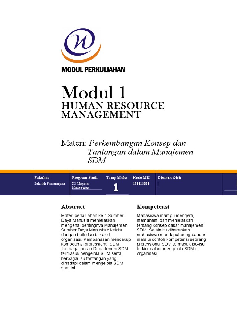 Modul 1. Konsep Dasar MSDM | PDF