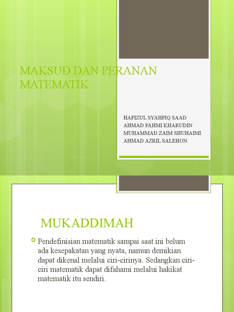 Maksud Dan Peranan Matematik | PDF