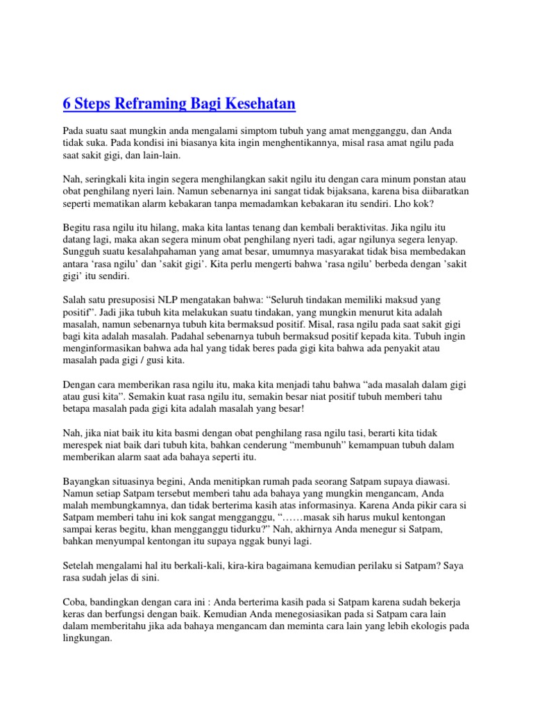 6 Steps Reframing Bagi Kesehatan | PDF | Pengembangan Diri