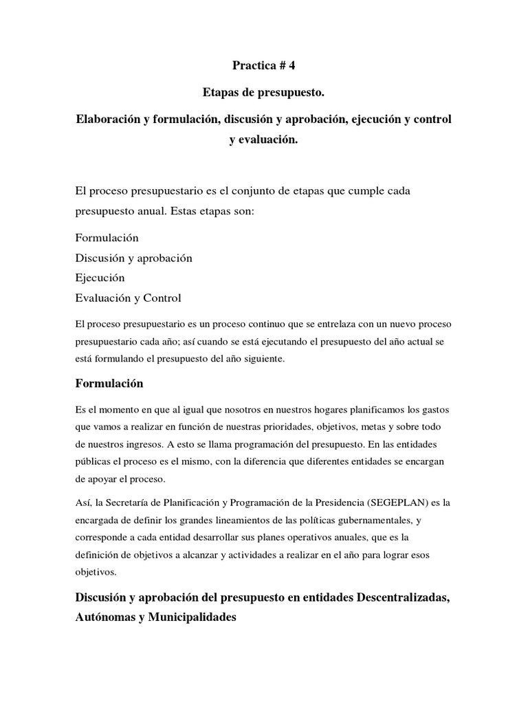 Practica No.4 | PDF | Presupuesto | Economias