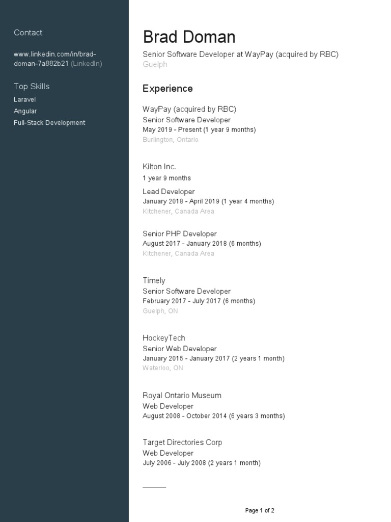 Senior Software Developer Profile | PDF | Computers