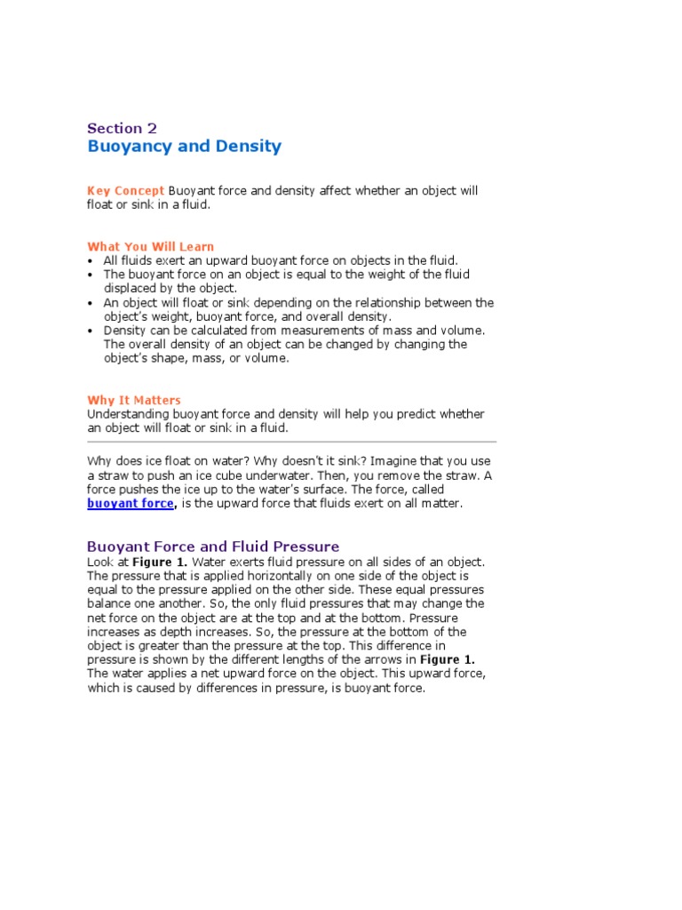 Section 2 - Buoyancy and Density | PDF | Buoyancy | Density