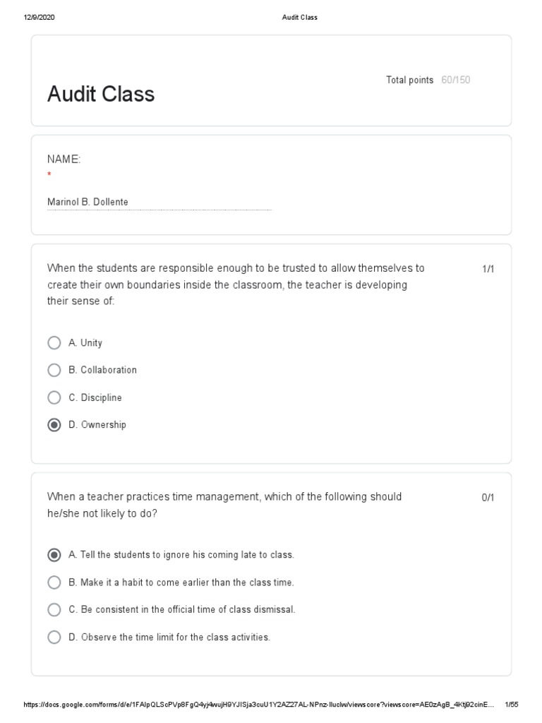 Audit Class: Total Points | PDF