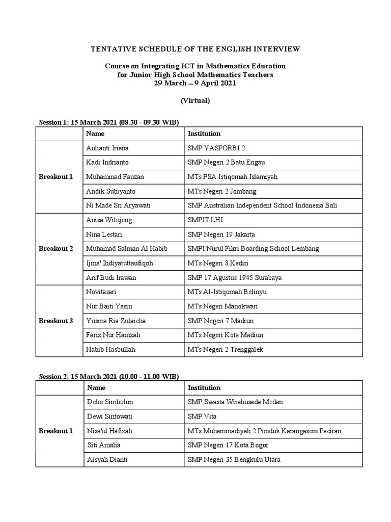 Jadwal Interview | PDF