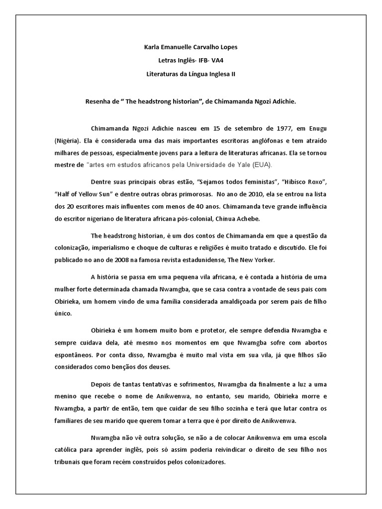 Resenha de "The Headstrong Historian" | PDF | Cultura (geral ...