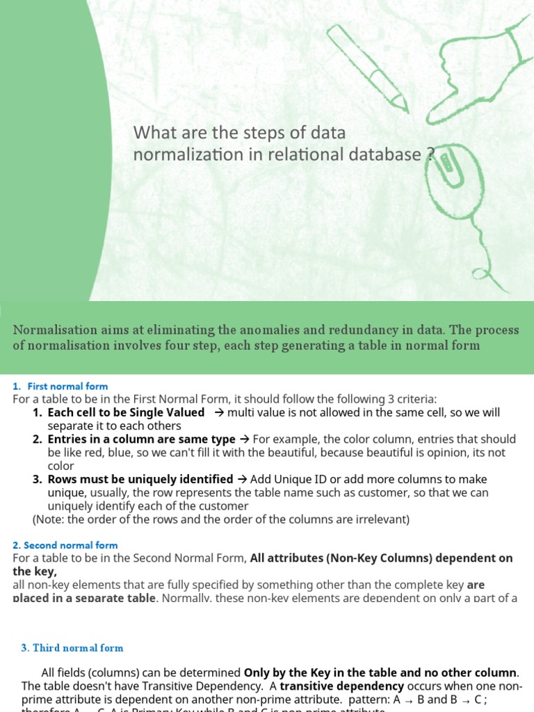 What Are Step Normalization of Relational Database | PDF