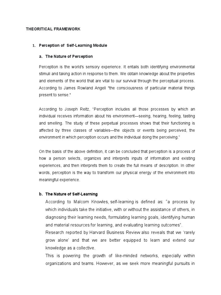 Theoritical Framework: The Nature of Self-Learning | PDF