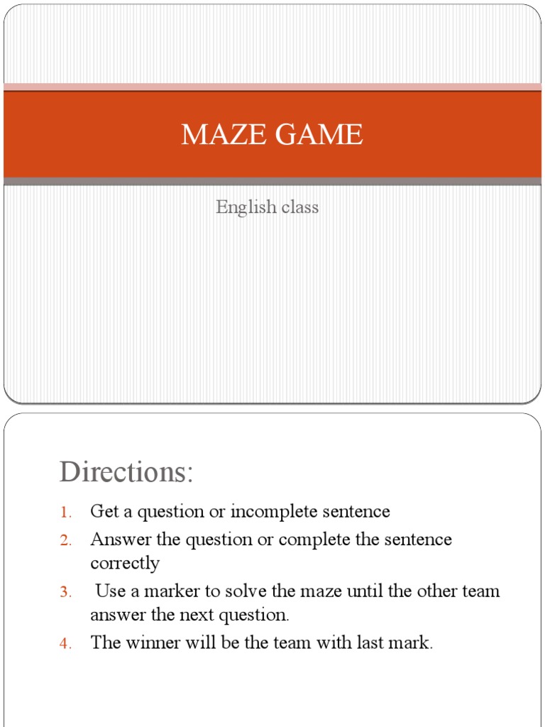 Maze Game: English Class | PDF
