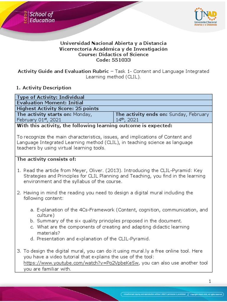 Activities Guide and Evaluation Rubric - Unit 1 - Task 1 - Content and ... Activities Guide and Evaluation Rubric - Unit 1 - Task 1 - Content and ...