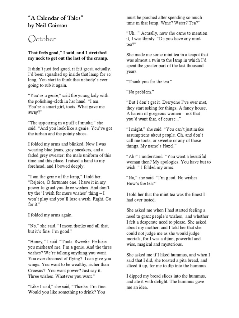 October: "A Calendar of Tales" by Neil Gaiman | PDF