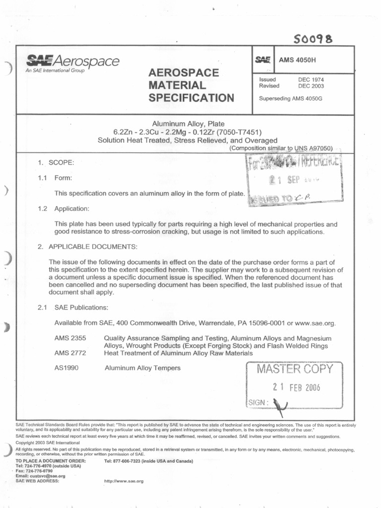 AMS 4050H-2003 Alum Alloy | PDF