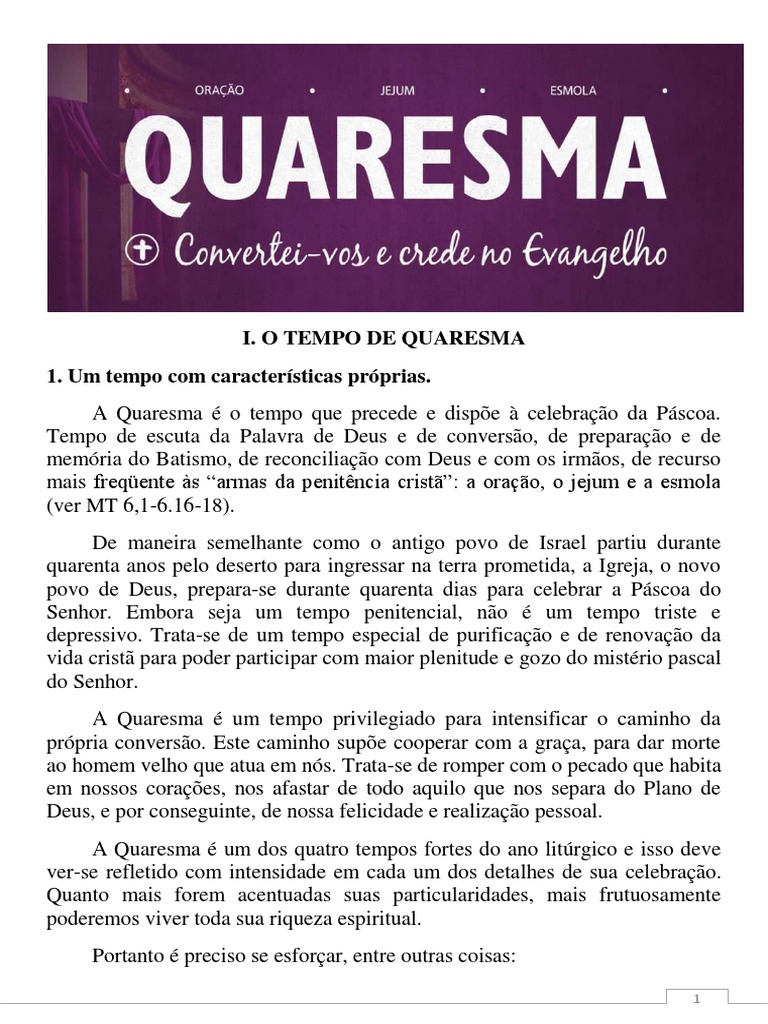 Entendendo o Tempo da Quaresma | PDF | Quaresma | Páscoa