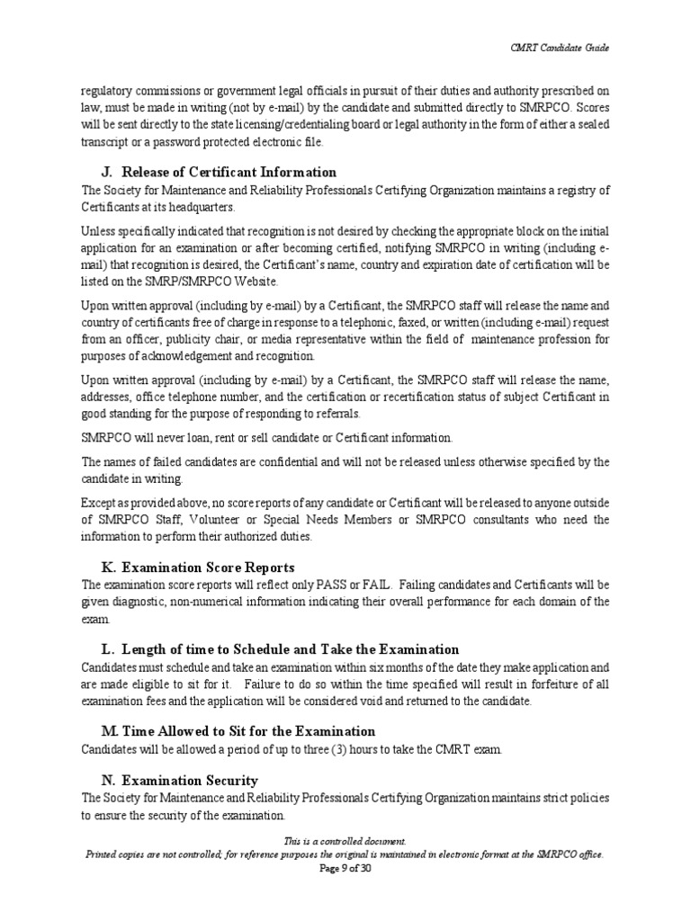 J. Release of Certificant Information: CMRT Candidate Guide | PDF ...
