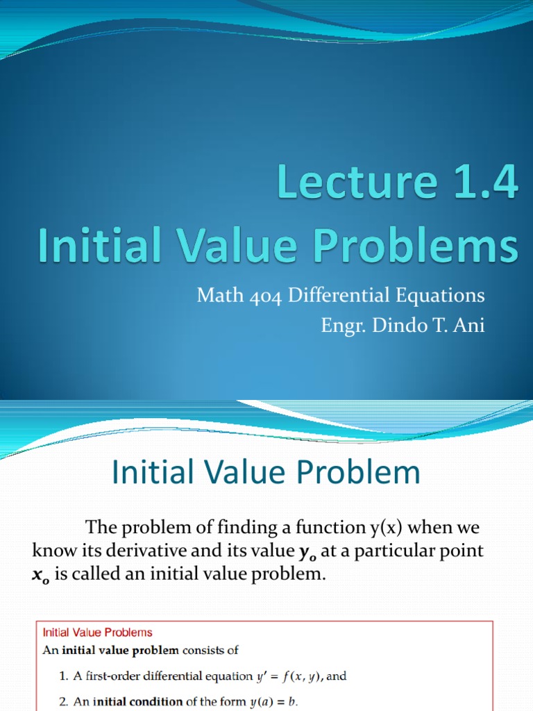 Initial Value Problems in Differential Equations | PDF