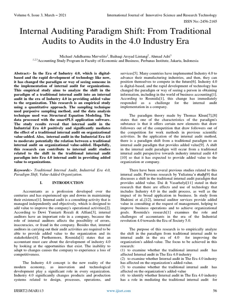 Internal Auditing Paradigm Shift From Traditional Audits To Audits in ...