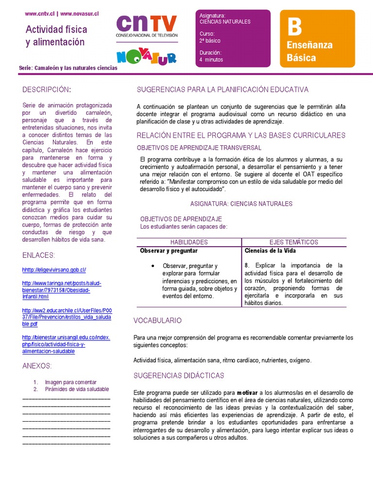 Camaleón Y Las Naturales Ciencias Actividad Física Y Alimentación