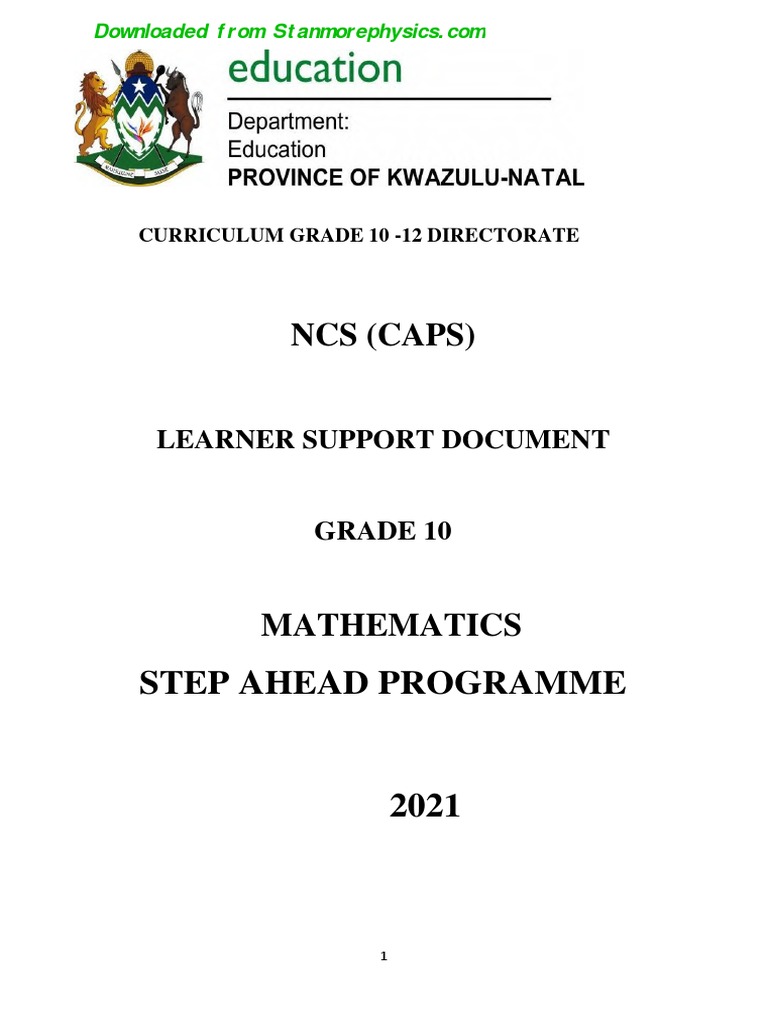GR 10 Maths Learner Document | PDF | Cartesian Coordinate System ...