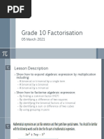 Grade 9 Factorisation Practice Test | PDF