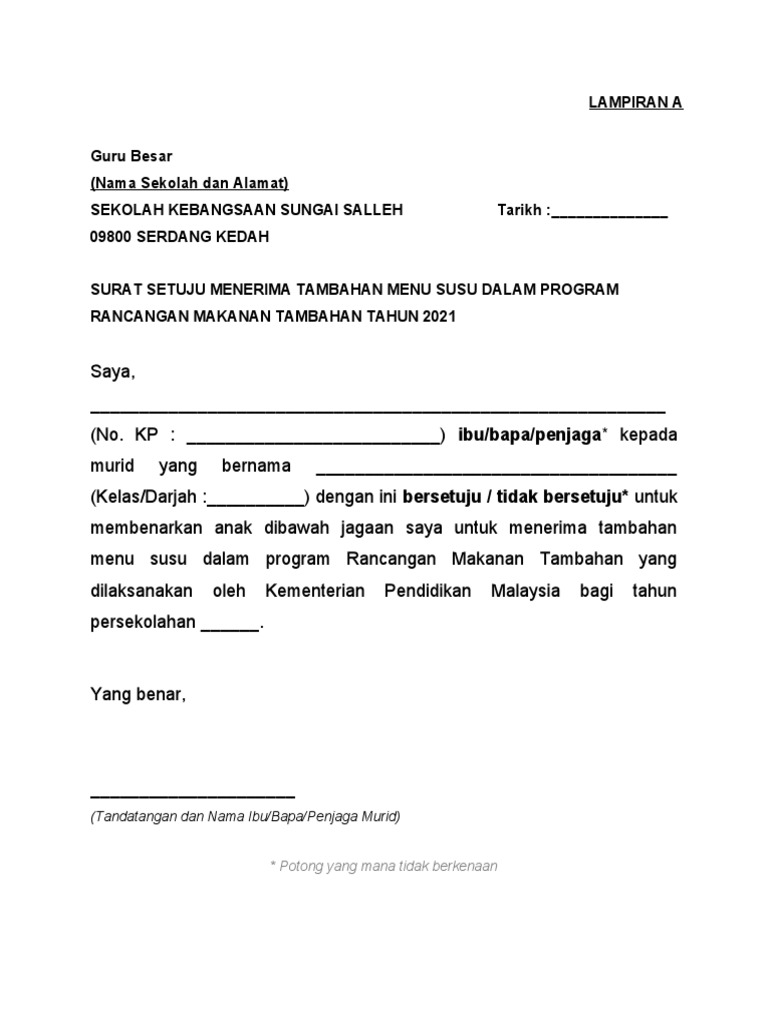 Lampiran A Surat Setuju Terima Tambahan | PDF