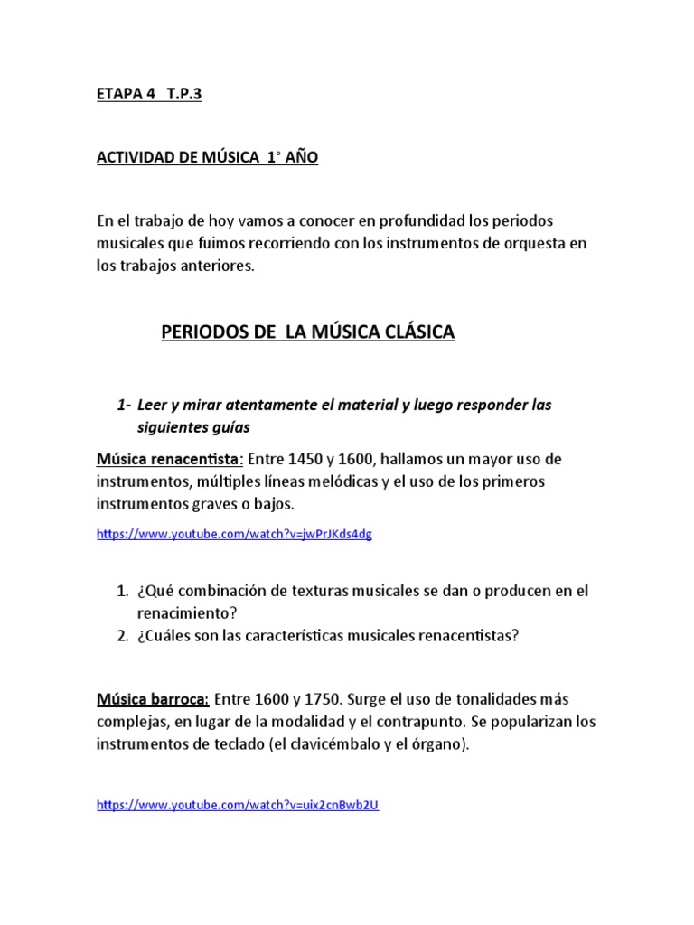 Periodos Musicales y sus Instrumentos | PDF