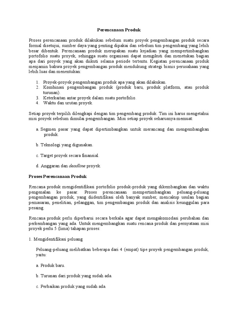 Perencanaan Produk | PDF