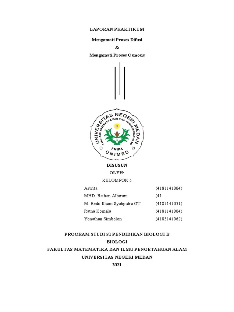 Laporan Praktikum Difusi & Osmosis - Kelompok 6 - Fisiologi Tumbuhan | PDF