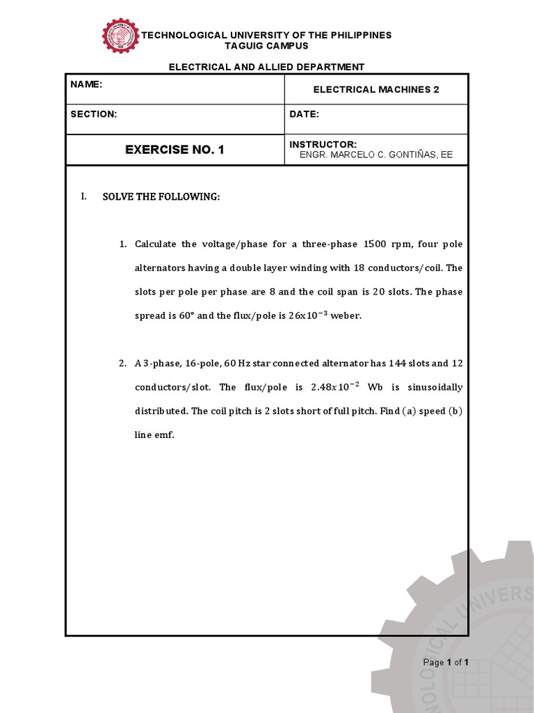 Em2 Exercise No. 1 | PDF | Teaching Methods & Materials | Science & Mathematics