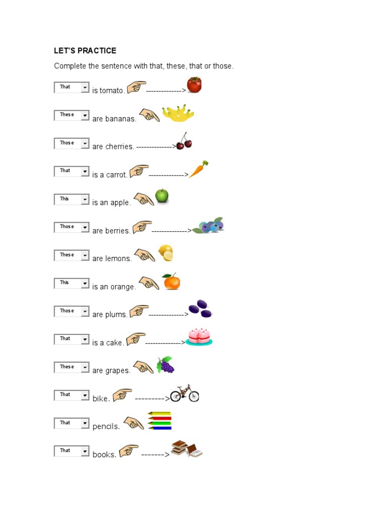 Complete The Sentence With That, These, That or Those. | PDF ...