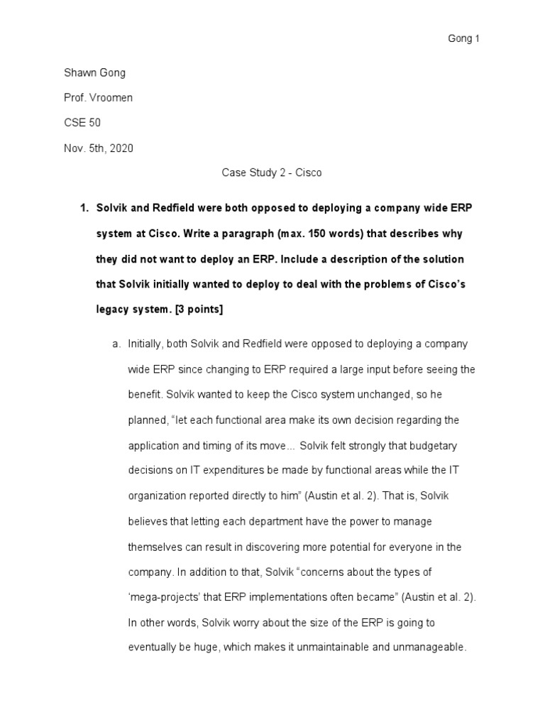 Cisco ERP Implementation Challenges | PDF | Enterprise Resource ...