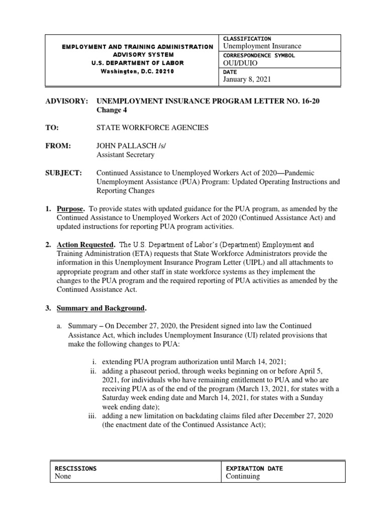 PUA Updated Operating Instructions and Reporting Changes | PDF ...