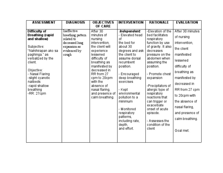 NCP (Dob) | PDF | Pulmonology | Breathing